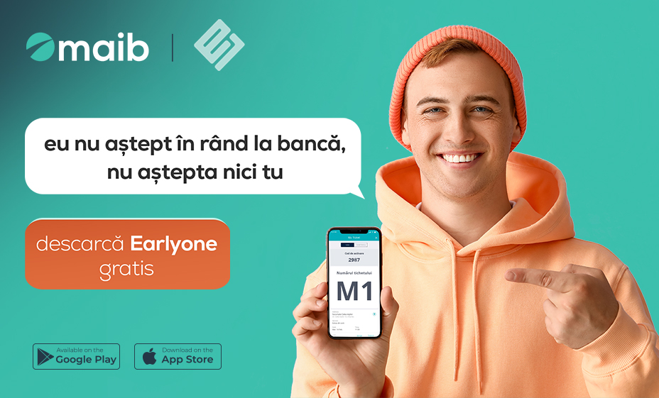 Alege când vrei să vii la maib, programează-te prin aplicaţia Earlyone | maib