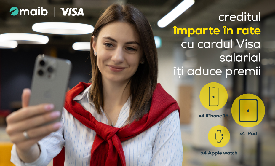 Creditul ”împarte în rate” cu cardul Visa salarial îți aduce cele mai dorite gadgeturi Apple | maib