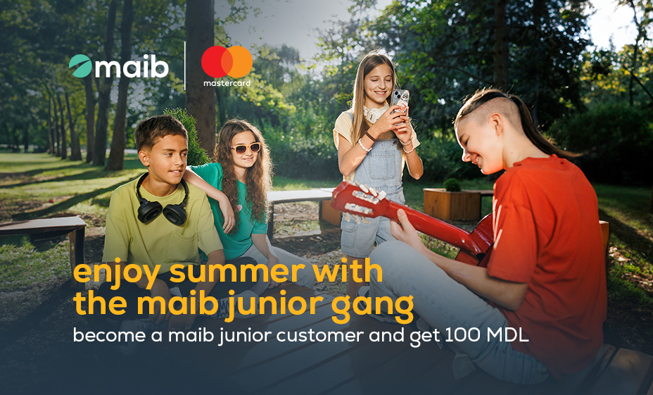 Enjoy summer with the maib junior gang. Become a maib junior customer and get 100 MDL | maib