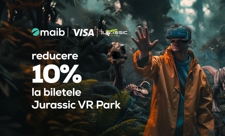 Vino să vezi dinozauri în toată măreția lor. Cu maib și Visa, primești o reducere de 10% | maib