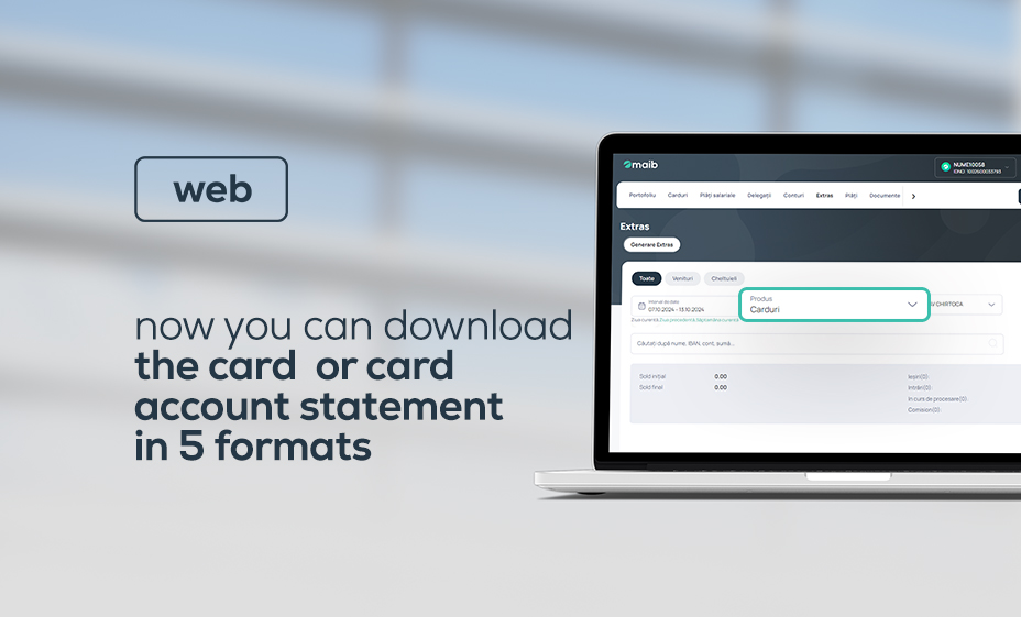 New functionality in maib business: Download the card or card account ...
